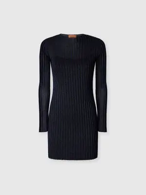 Missoni Ribbed Viscose Lamé Mini Dress - Navy Blue