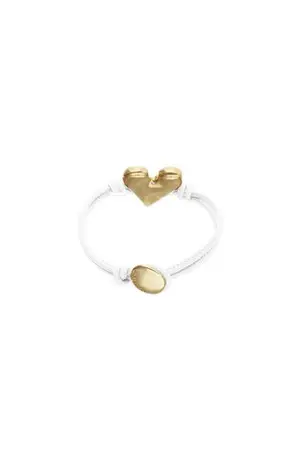 UNODE50 White Leather Bracelet With 18k -plated Heart Detail