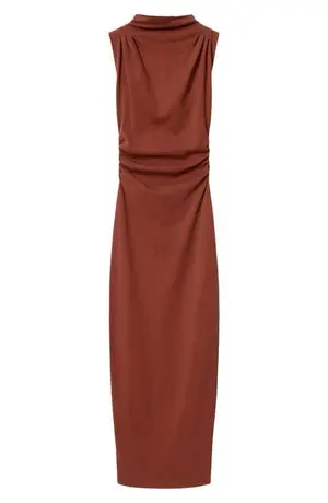 ALLSAINTS Katarina Cowl Neck Maxi Dress - Rust Brown