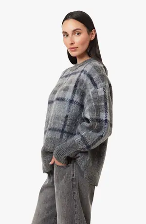 Habitual Brushed Plaid Crewneck Sweater