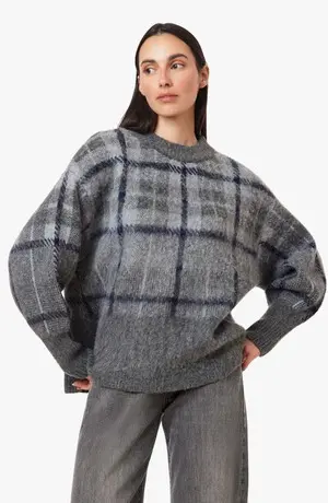 Habitual Brushed Plaid Crewneck Sweater