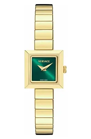 Versace V-square Petite Bracelet Watch - Green/gold