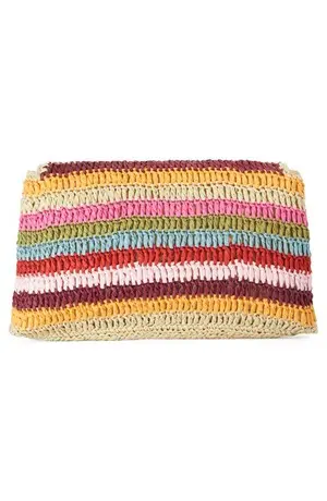 Dune London Essentials Stripe Straw Clutch
