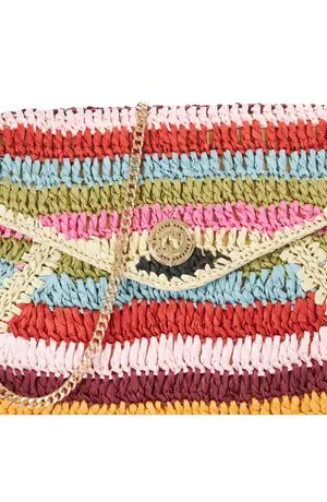 Dune London Essentials Stripe Straw Clutch