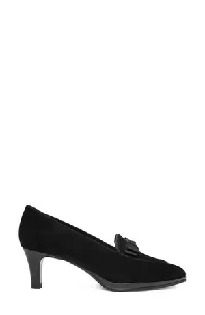 ARA Azalea Pointed Toe Loafer Pump With Bow Detailing
