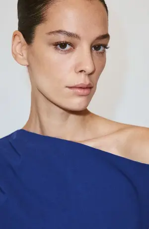 Mango Asymmetrical Neckline Off-the-shoulder Mini Dress