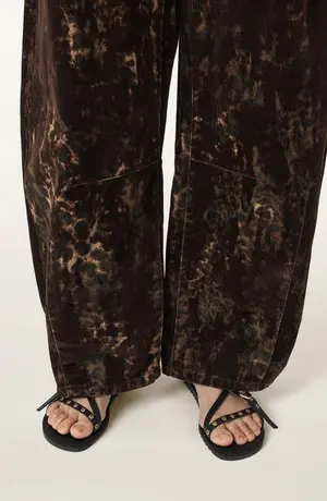 ALLSAINTS Jett Flock Leopard Print Wide Leg Jeans