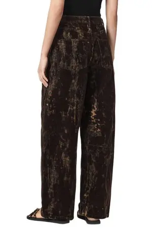 ALLSAINTS Jett Flock Leopard Print Wide Leg Jeans