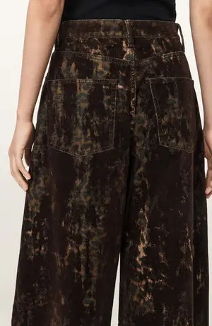 ALLSAINTS Jett Flock Leopard Print Wide Leg Jeans