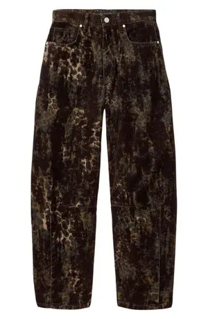 ALLSAINTS Jett Flock Leopard Print Wide Leg Jeans