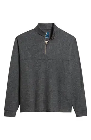Johnnie-o Mikey Printed Check Quarter Zip Pullover - Coffee