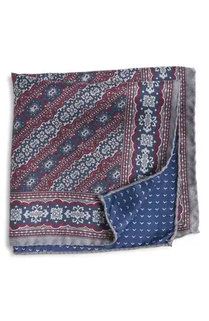 JACK VICTOR Paisley Pocket Square - Bordeaux