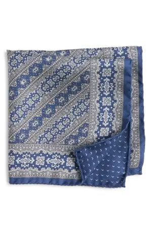 JACK VICTOR Paisley Pocket Square - Mid Grey