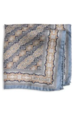 JACK VICTOR Paisley Pocket Square Midnight