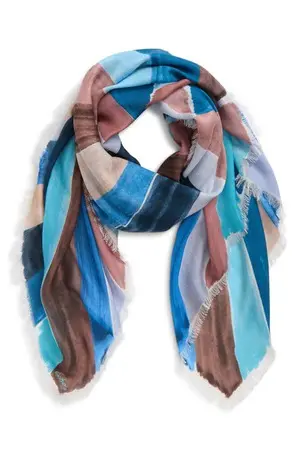 ECHO Painted Chevron Print Silk Square Scarf