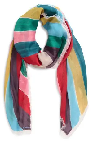 Echo Painted Chevron Print Silk Square Scarf Multi