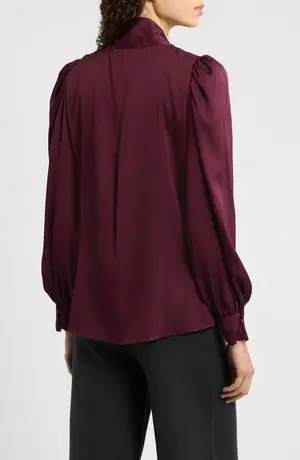 Kobi Halperin Selena Silk Pussy Bow Blouse - Berry