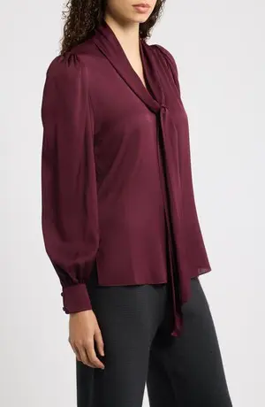 Kobi Halperin Selena Silk Pussy Bow Blouse - Berry