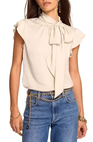 Ramy Brook Balinda Satin Tie Neck Top