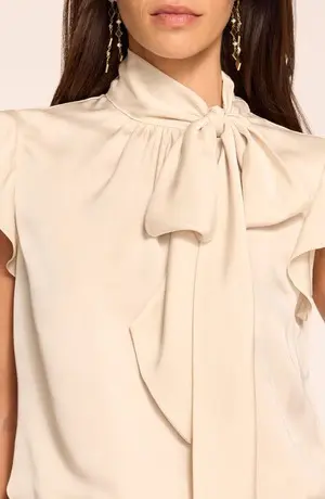 Ramy Brook Balinda Satin Tie Neck Top