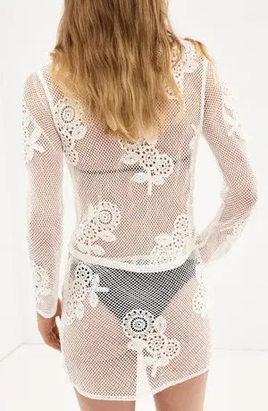 Mango Crocheted Floral Cardigan