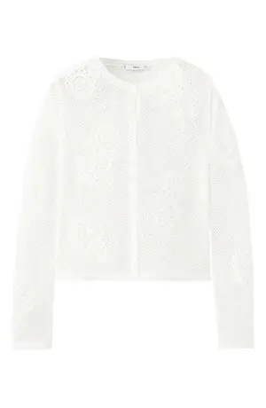 Mango Crocheted Floral Cardigan