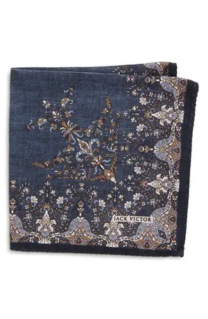 JACK VICTOR Military Floral Pocket Square Denim