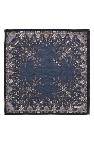 JACK VICTOR Military Floral Pocket Square - Denim