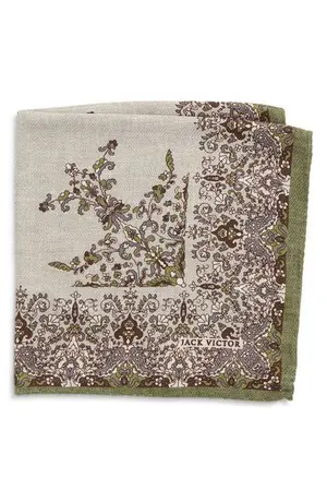 JACK VICTOR Military Floral Pocket Square - Linen