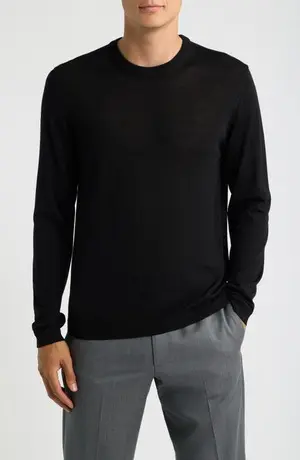 JACK VICTOR Wool & Silk Crewneck Sweater - Black