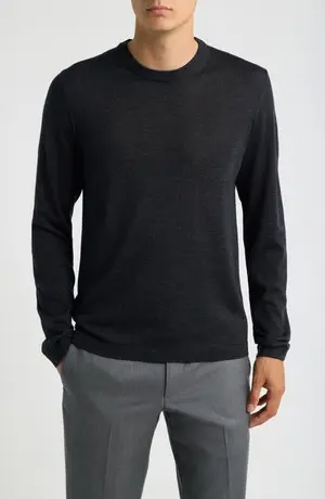 JACK VICTOR Wool & Silk Crewneck Sweater - Charcoal