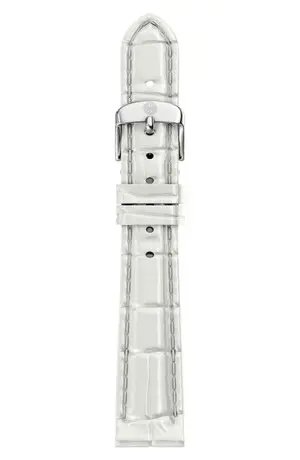 Michele Croc Embossed Leather 14mm Apple Watch® Watchband - White