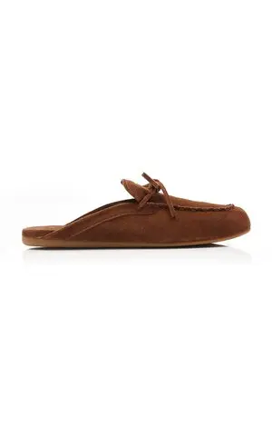 Miu Miu Suede Loafer Mules With Tie Detail