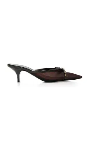 Miu Miu Mesh Kitten Heel Mules - Brown