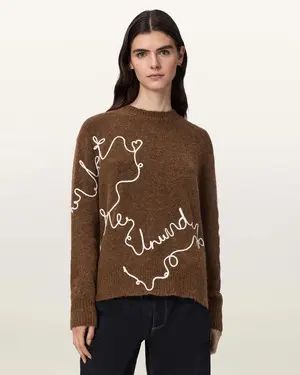 ALLSAINTS Unwind Relaxed Alpaca Blend Sweater - Brown