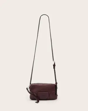 ALLSAINTS Ares Leather Crossbody Bag - Red/slvr