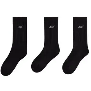 Kith Script Classic Crew Socks 3 Pack - Black