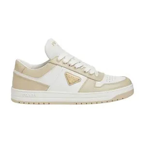 Prada Triangle Logo Leather Low Desert Sneakers - White