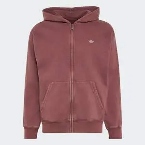 Adidas Trefoil Essentials Washed Full Zip Loose Hoodie - Maroon