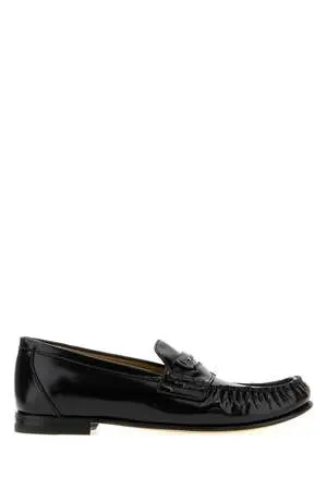 Fendi Leather Scrunch Loafers - Black