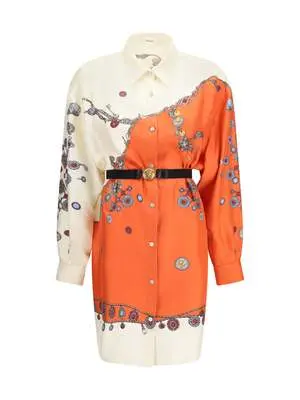 Versace Printed Silk Shirt Mini Dress