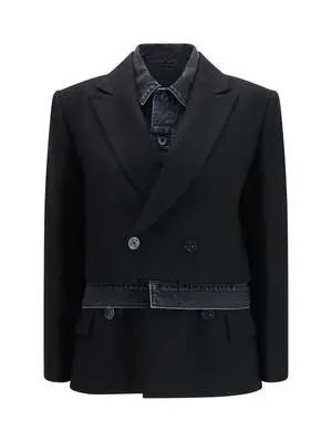 Sacai Wool Flannel And Denim Jacket