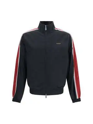 Versace Nylon Blouson Jacket With Embroidered Logo - Black