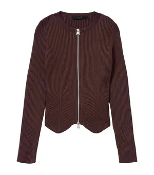 ALLSAINTS Ribbed Cruz Cardigan With Two-way Zip - Brown