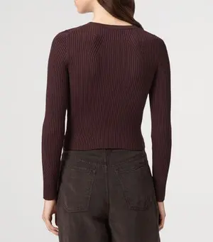 ALLSAINTS Ribbed Cruz Cardigan With Two-way Zip - Brown