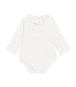 MARIE-CHANTAL Pima Cotton Athena-embroidered Long Sleeve Bodysuit