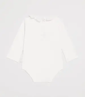 MARIE-CHANTAL Pima Cotton Athena-embroidered Long Sleeve Bodysuit