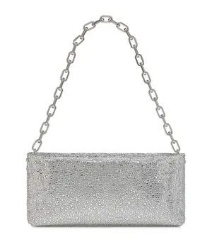 CHRISTIAN LOUBOUTIN Maykimay Chain Pouch Suede Clutch Bag - Silver