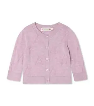 Bonpoint Cotton-cashmere Cardigan With Cherry Motif