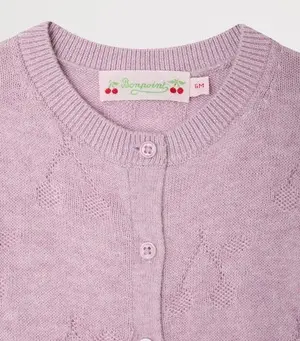 Bonpoint Cotton-cashmere Cardigan With Cherry Motif